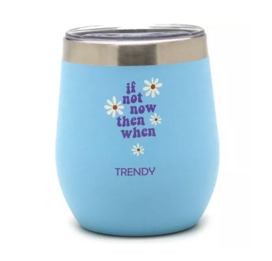 TRENDY MATE CELESTE C/FRASE Y TAPA ACERO INOXIDABLE - BH Complementos
