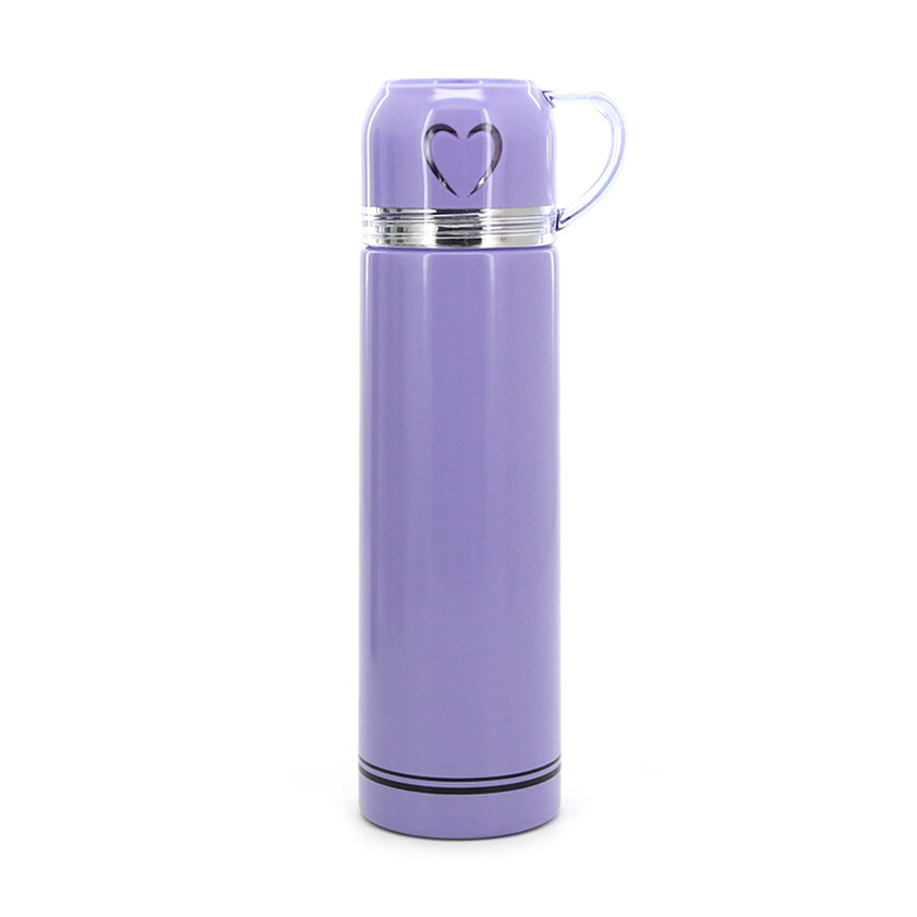TRENDY TERMO LILA 500ML PICO CEBADOR C/TAZA EN TAPA - BH Complementos
